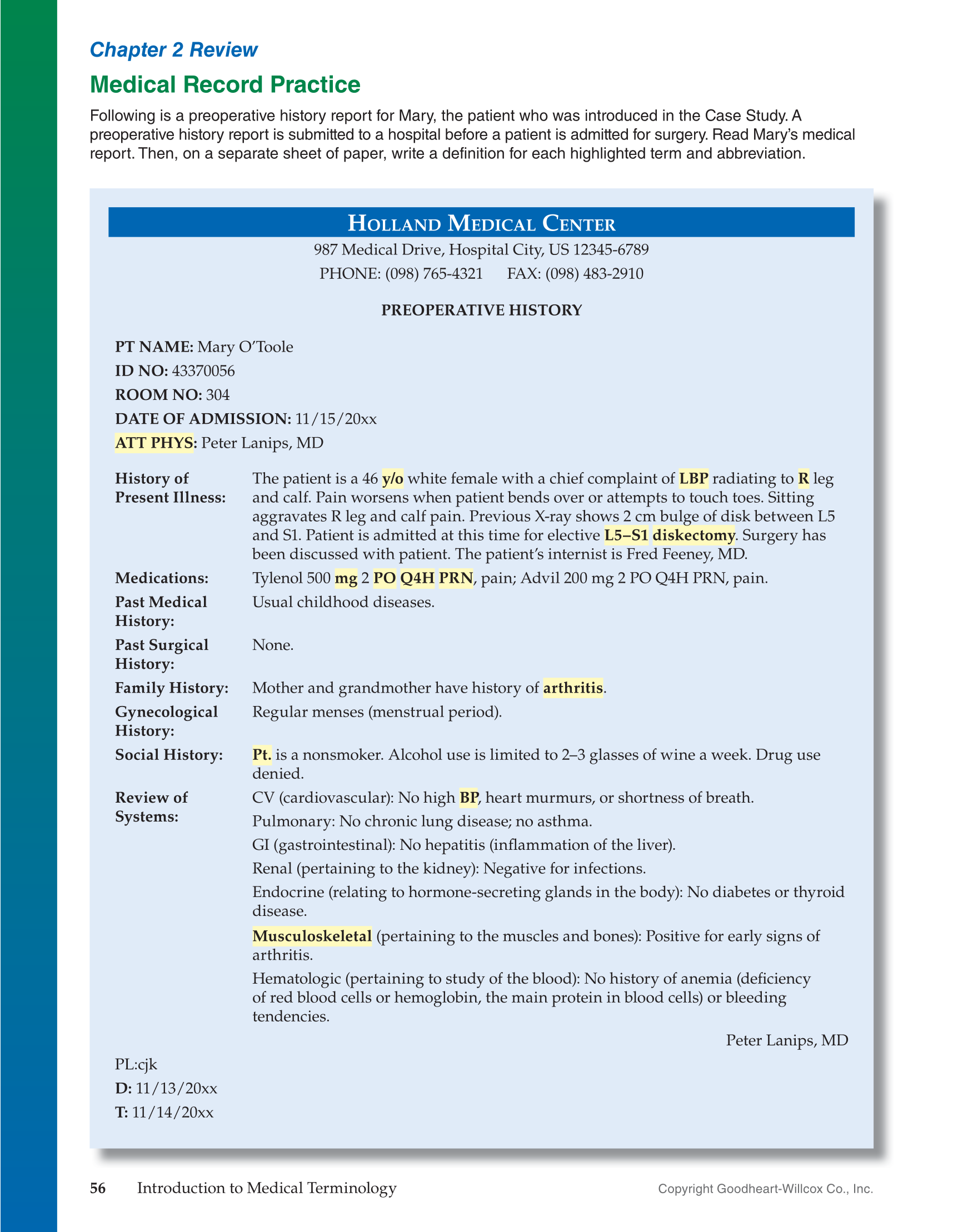 Printable: Introduction to Medical Terminology, 1st Edition page 56 Printable: Introduction to Medical Terminology, 1st Edition page 56