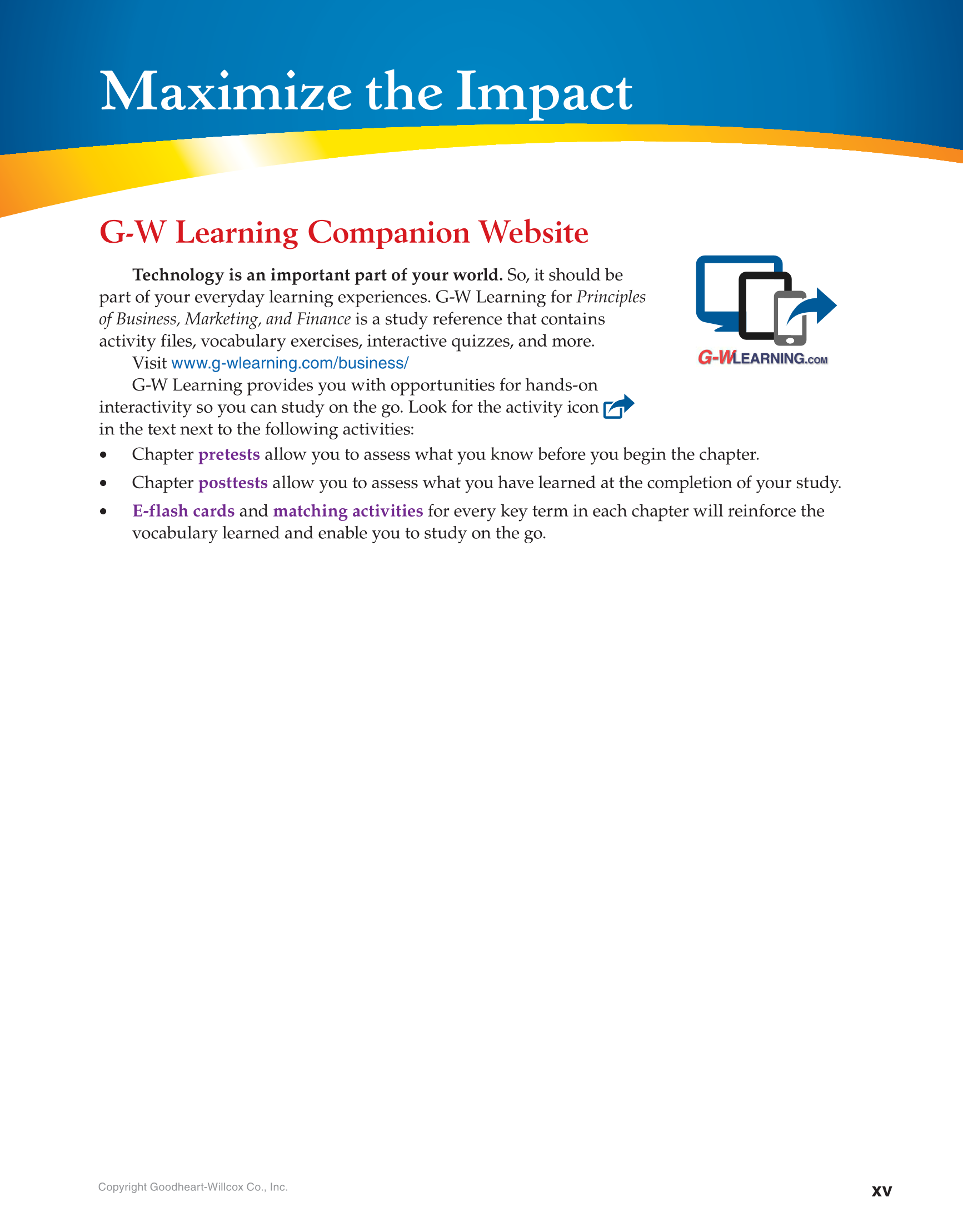 Principles of Business, Marketing, and Finance, 1st Edition page xv