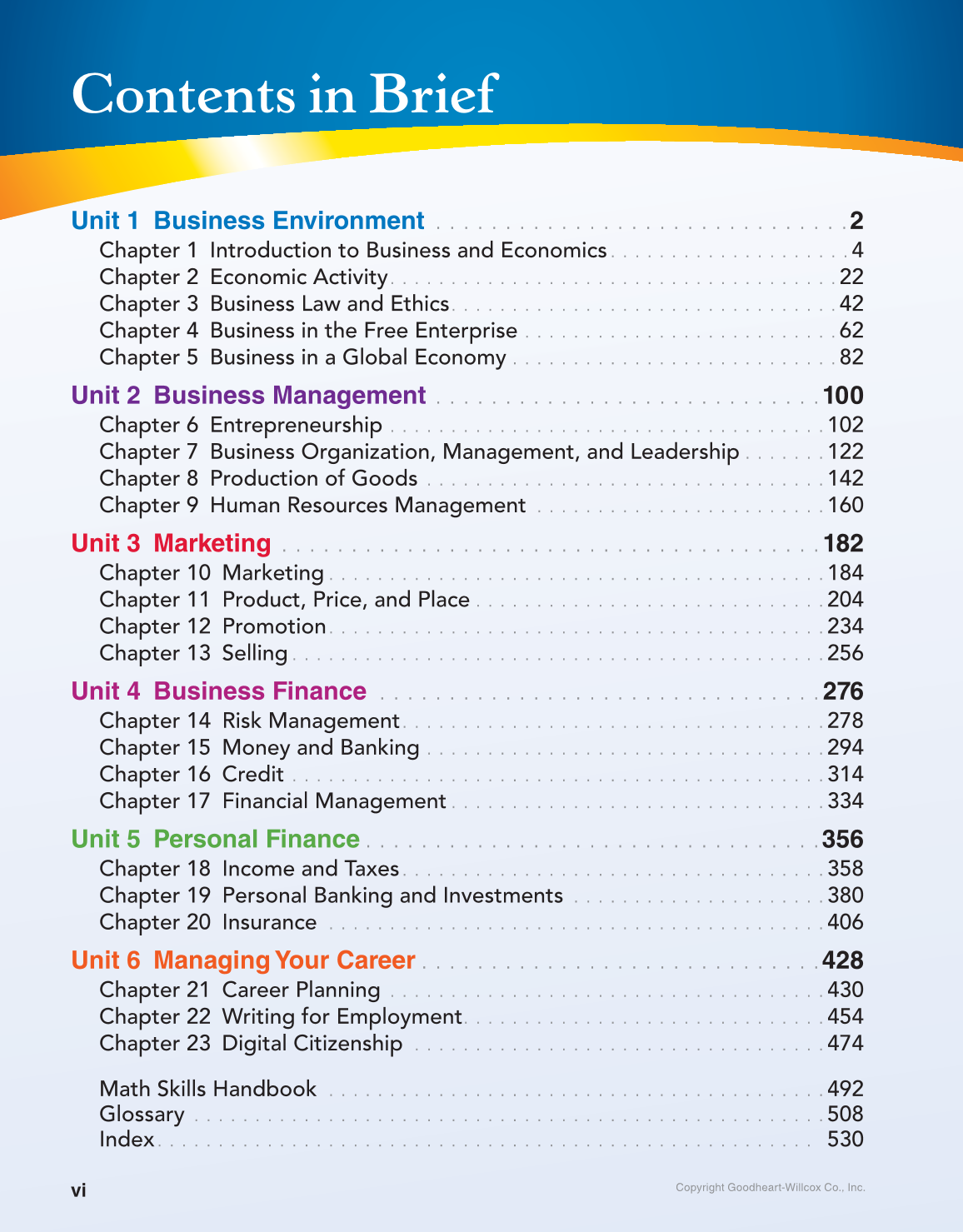 Principles of Business, Marketing, and Finance, 1st Edition page v