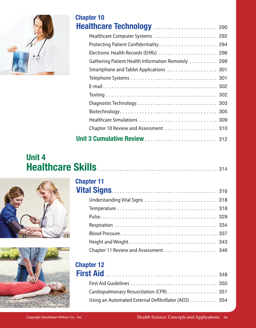 Health Science: Concepts and Applications, 1st Edition page x