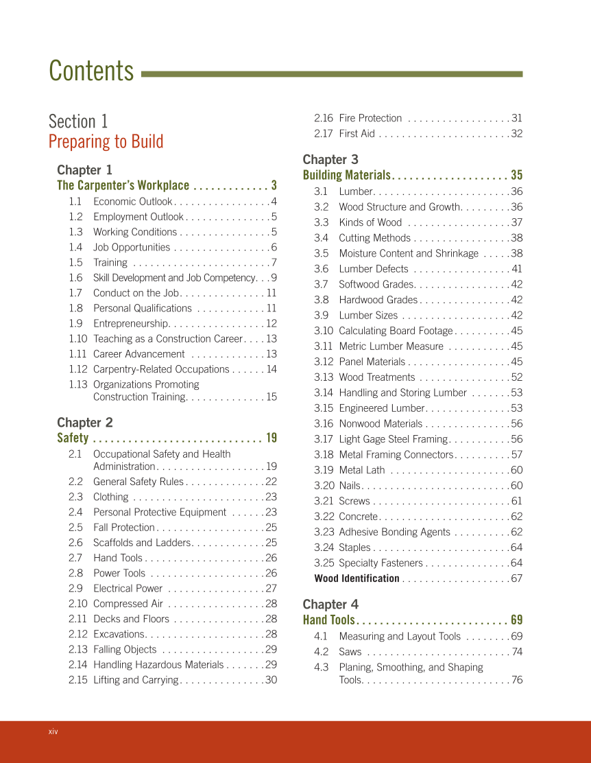 Modern Carpentry 13e, Textbook page xiii