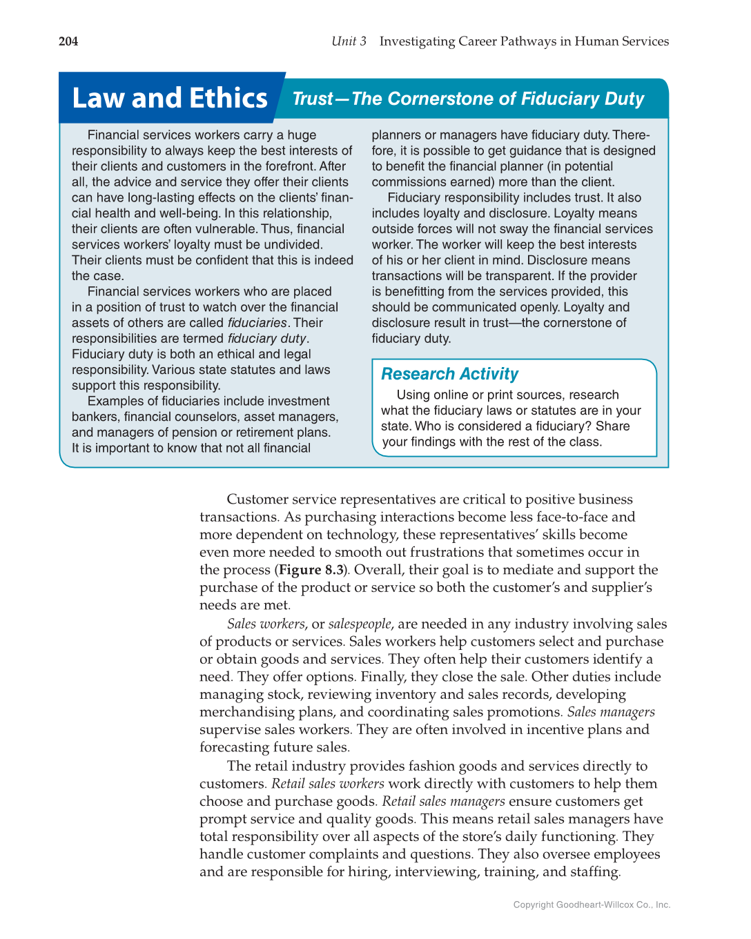 Principles of Human Services, 1st Edition page 204