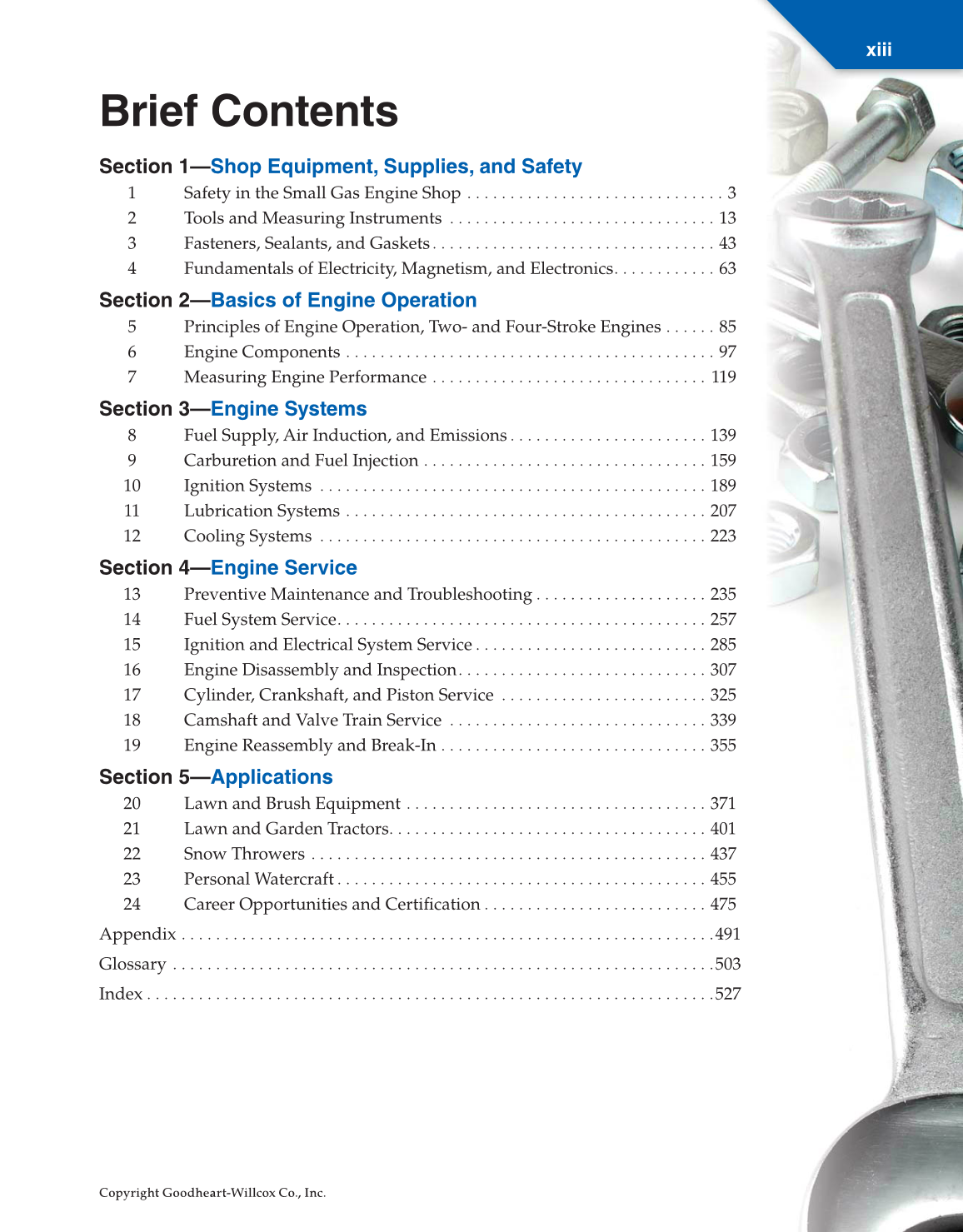 Small Gas Engines, 11th Edition page xiii