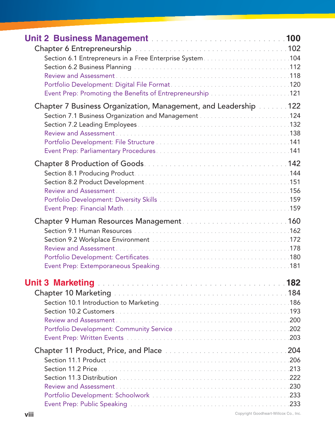 Principles of Business, Marketing, and Finance, 1st Edition page viii