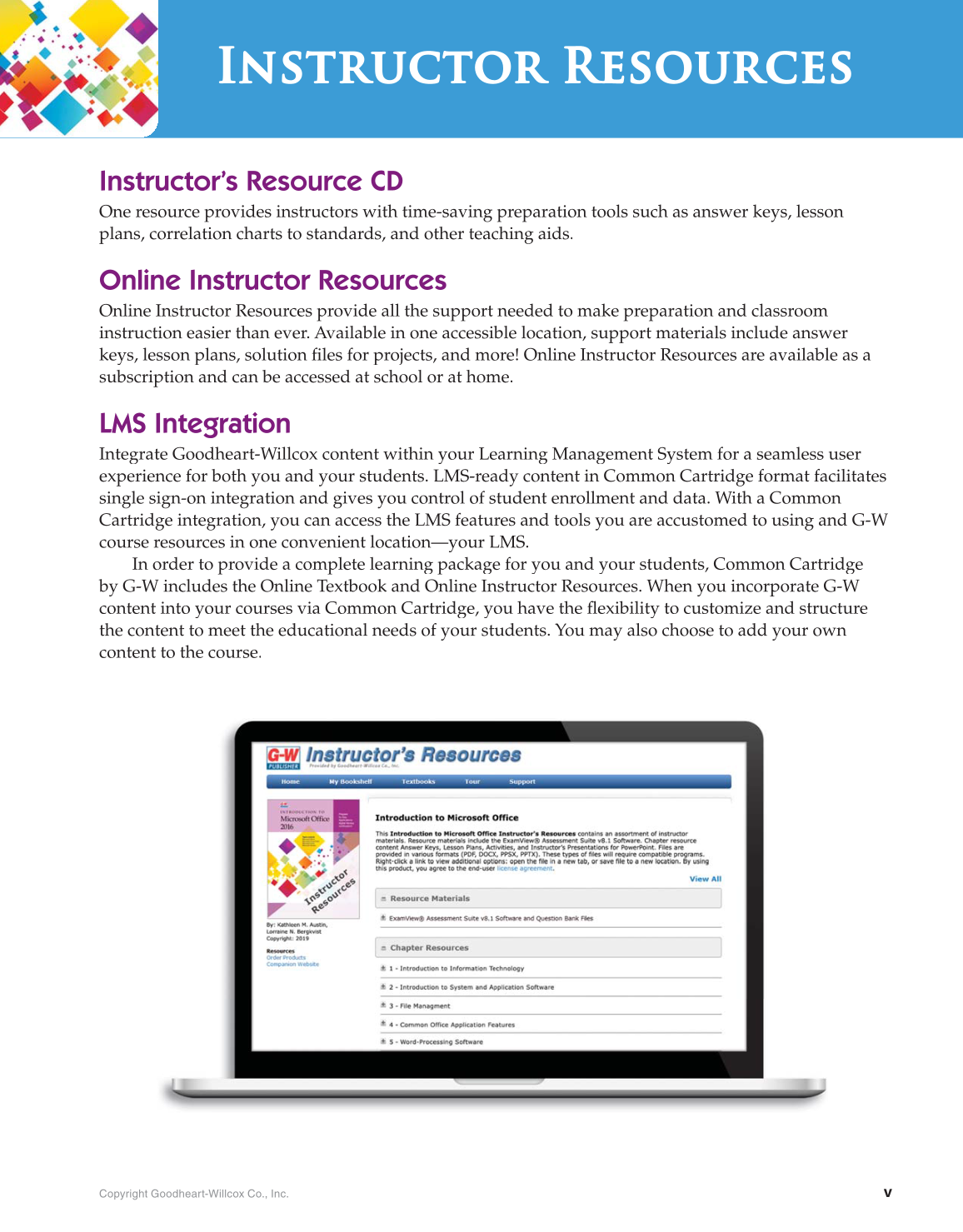 Introduction to Microsoft Office 2016, 1st Edition page v
