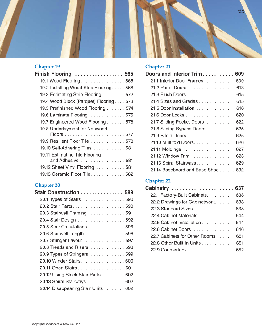 Modern Carpentry, 12th Edition page xix