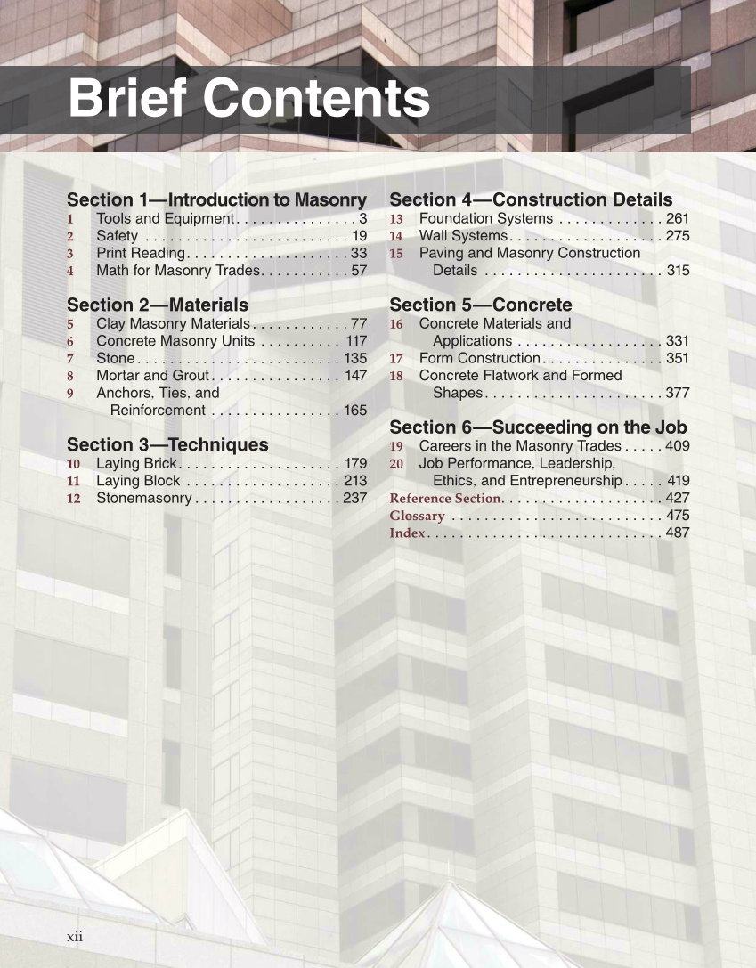 Modern Masonry: Brick, Block, Stone, 8th Edition page xiii