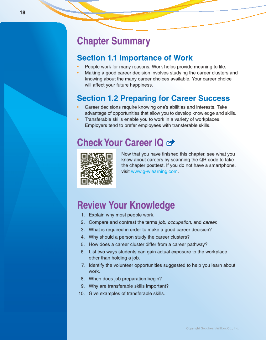 School to Career, 11th Edition page 18