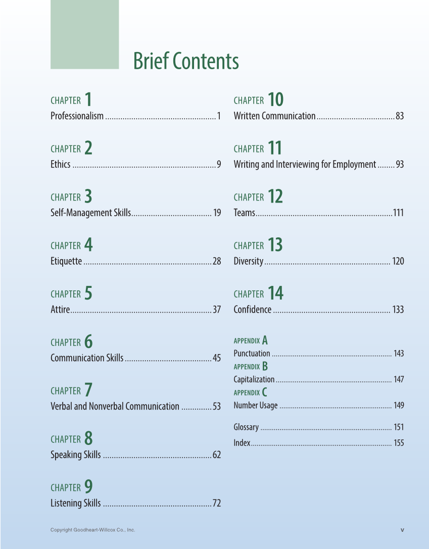 Soft Skills for the Workplace, 1st Edition page v