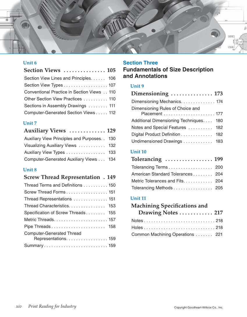 Print Reading for Industry, 10th Edition page xiv