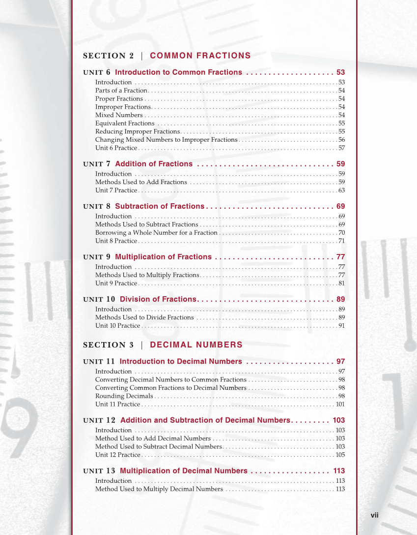 Math for Welders, 6th Edition page vii