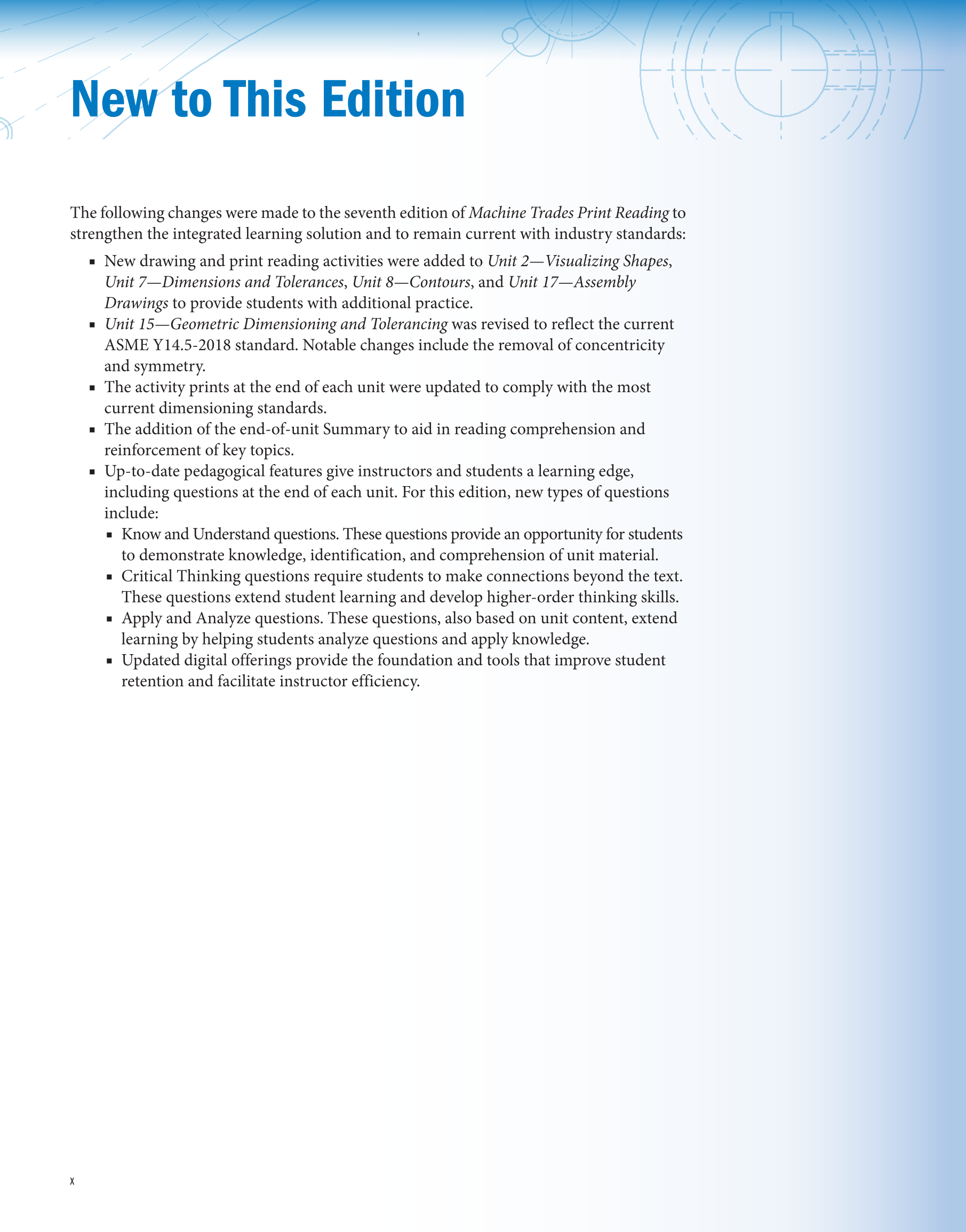 Machine Trades Print Reading 7e page xi