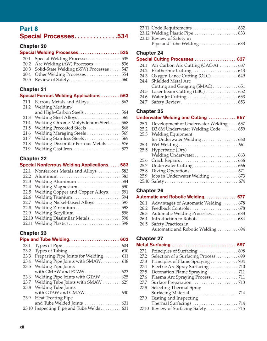 Modern Welding, 12th Edition page xii