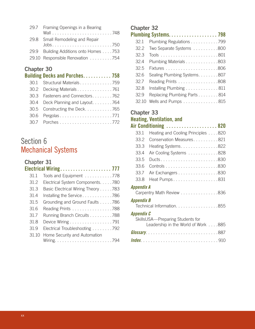 Modern Carpentry 13e, Textbook page xxi